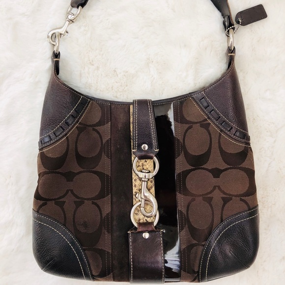 Coach | Bags | Vintage Y2k Brown Coach Hampton Python Hobo Bag Flaw ...